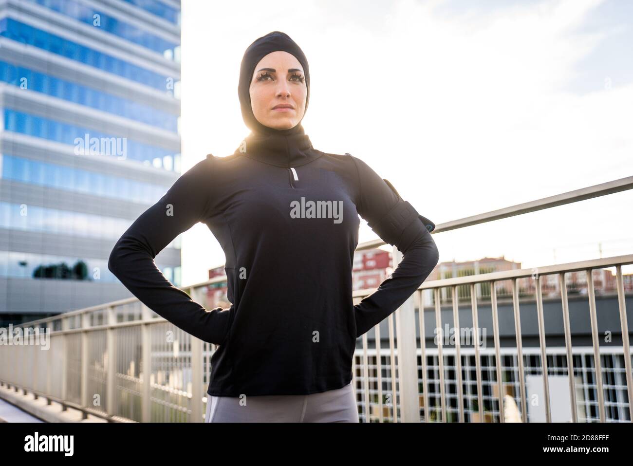 Muslim sportive girl with fit body training outside - Beautiful woman ...
