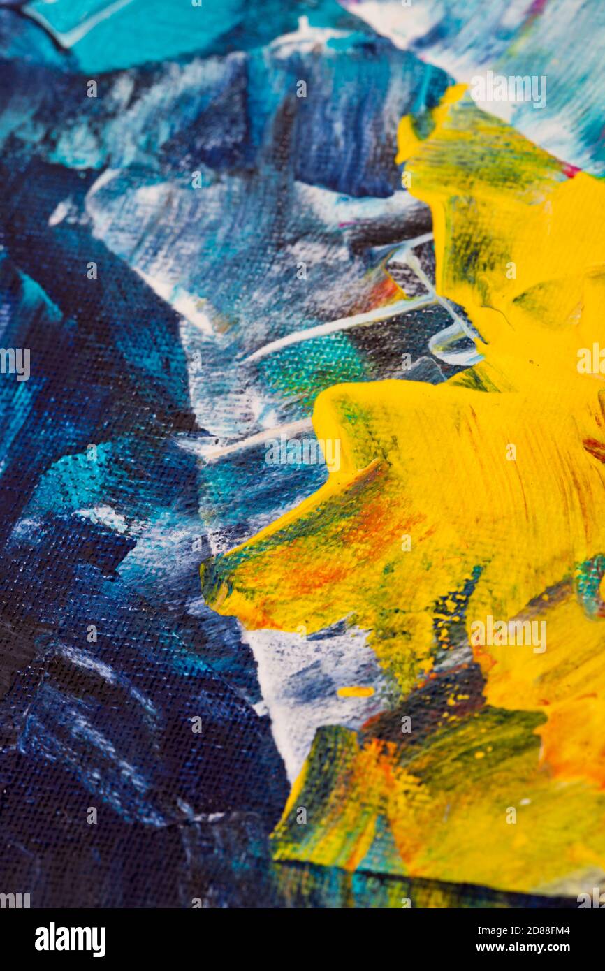 Blue and yellow shades colored wall texture background. Decorative wall ...