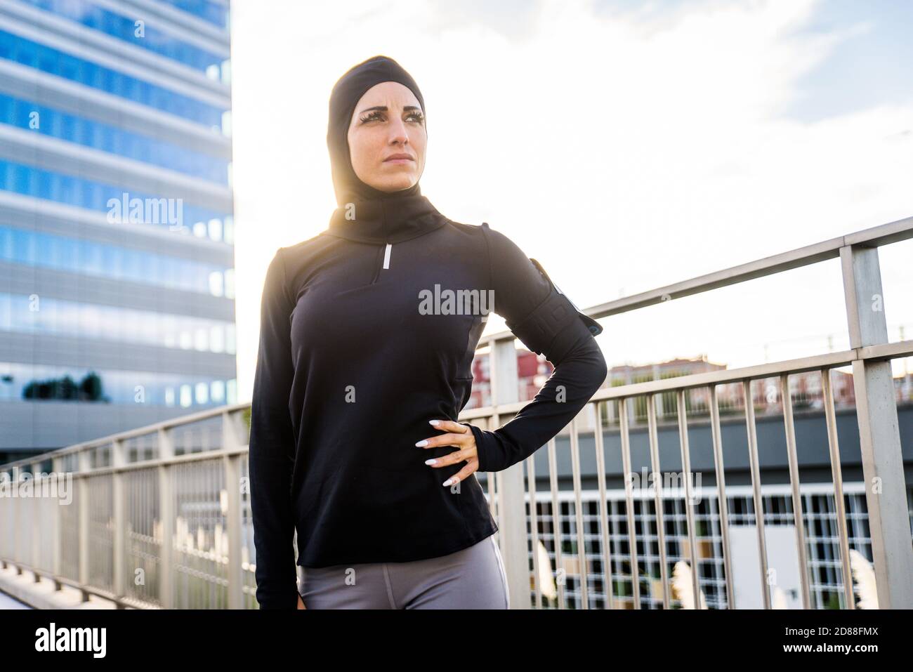 Muslim sportive girl with fit body training outside - Beautiful woman ...