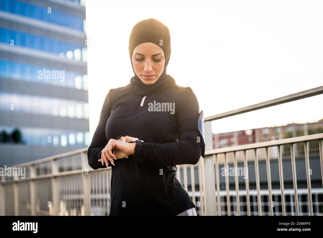 Muslim sportive girl with fit body training outside - Beautiful woman ...
