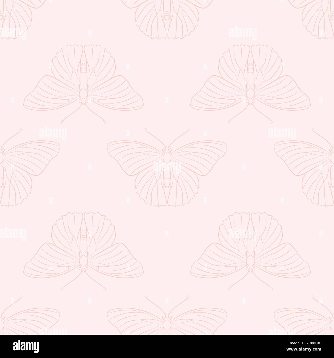 Vector pastel pink butterfly pattern background. Repeating seamless pastel pink simple butterfly ...