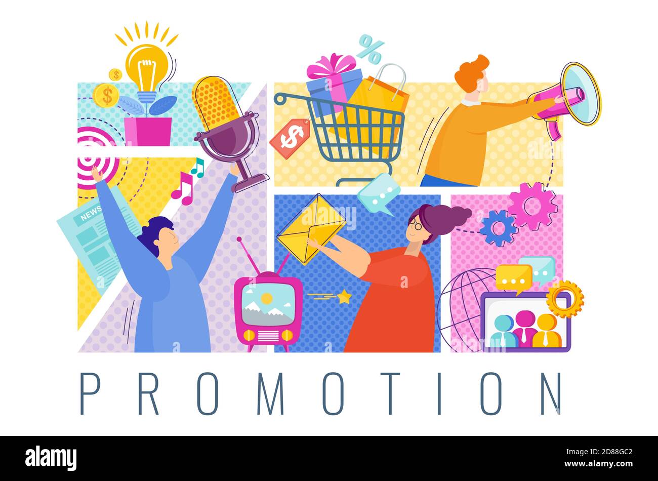 Promoters advertise a company or product to a target audience Stock ...