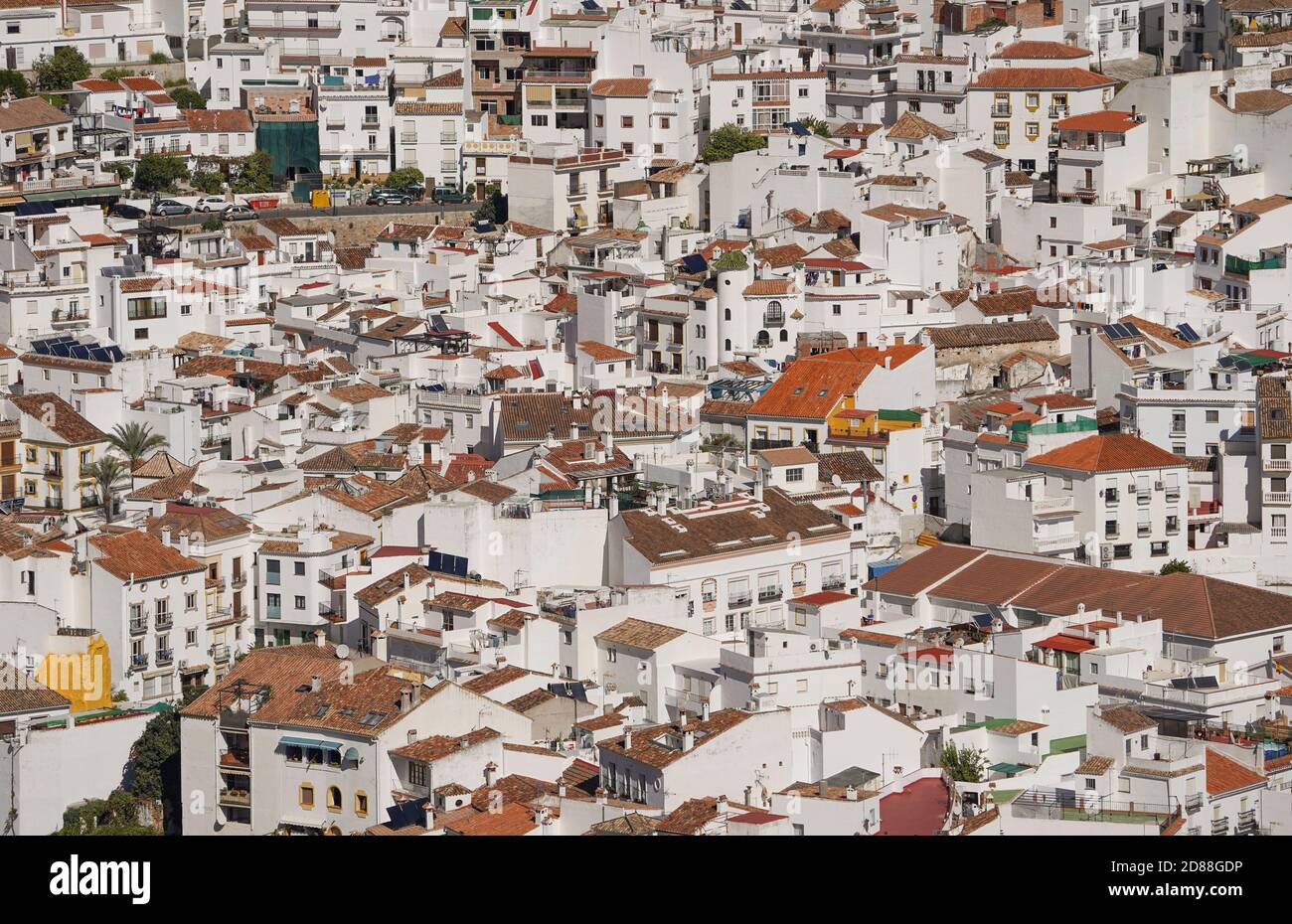 Ojen Spain. White typical andalusian mountain village of Ojen, inland ...