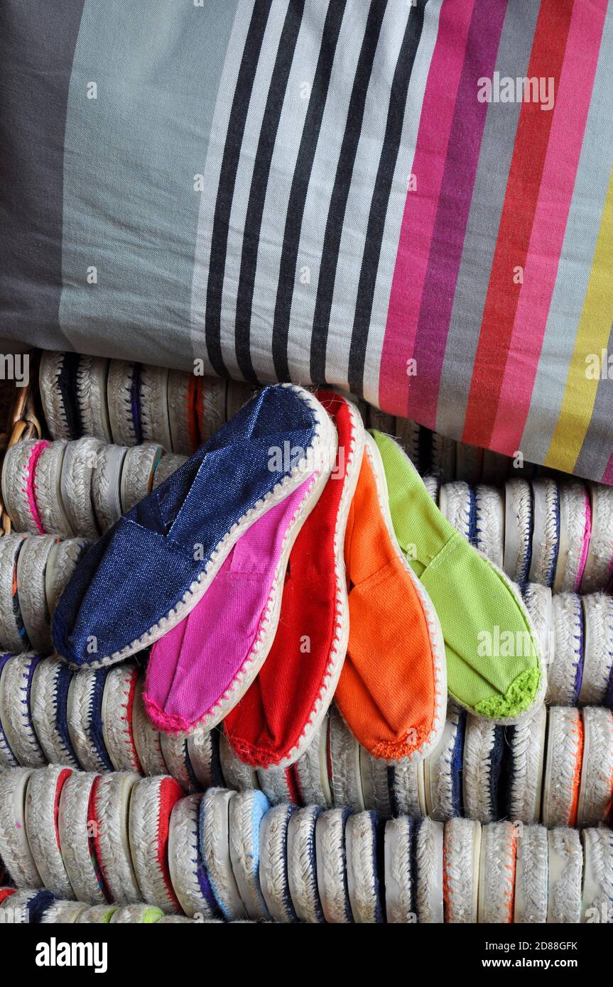 Rope espadrilles popular in Catalonia and the Basque country where they ...