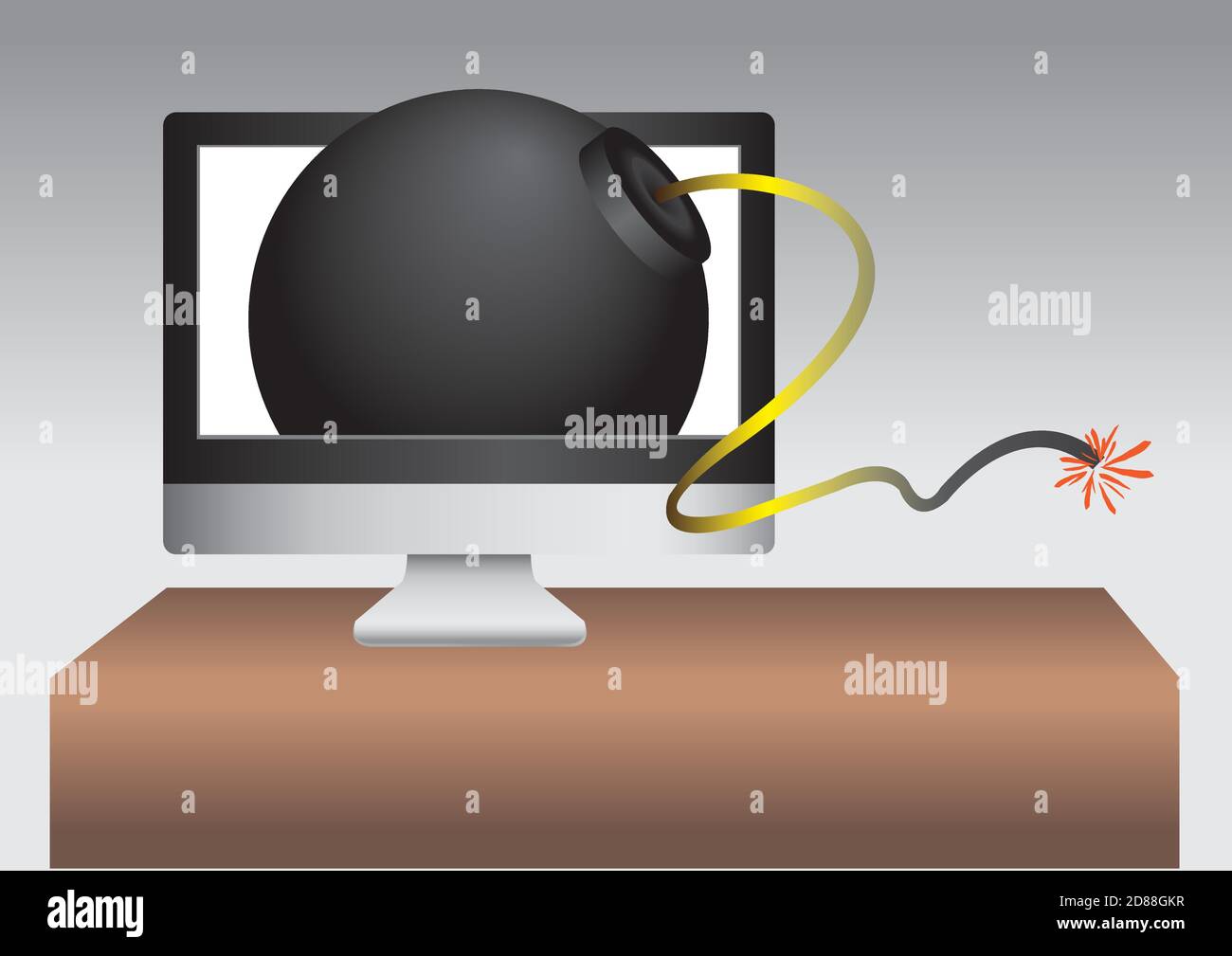 Creative vector illustration artwork of an ignited bomb coming out of a ...