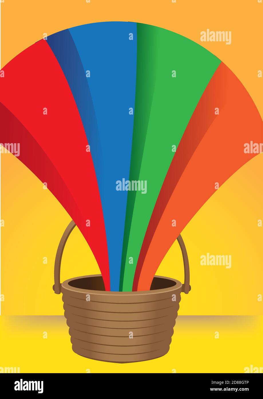 A rainbow coming out from a bucket. Vector illustration for background ...
