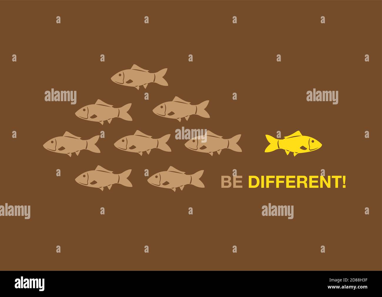 Cartoon fish in right yellow swimming in opposite direction from other ...