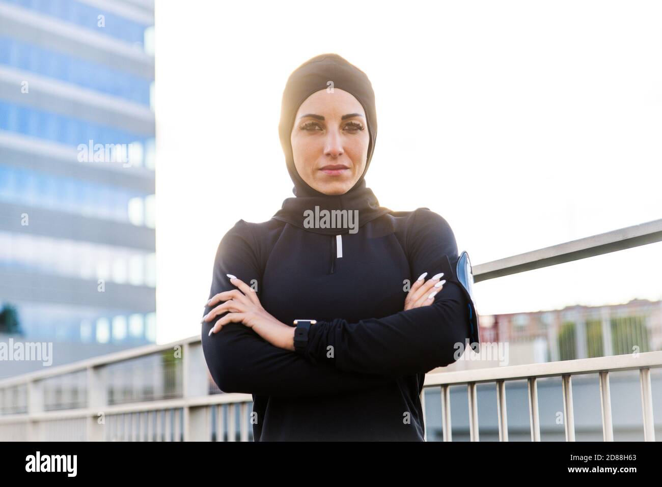 Muslim sportive girl with fit body training outside - Beautiful woman ...