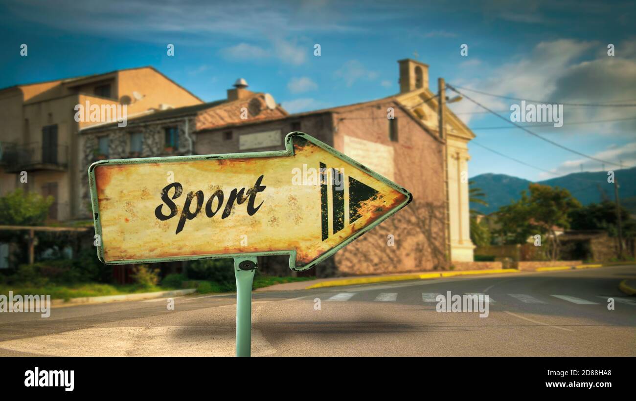 Street Sign the Direction Way to Sport Stock Photo - Alamy