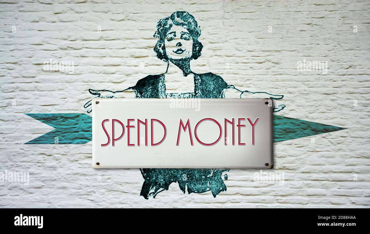 Street Sign the Direction Way to Spend Money Stock Photo - Alamy
