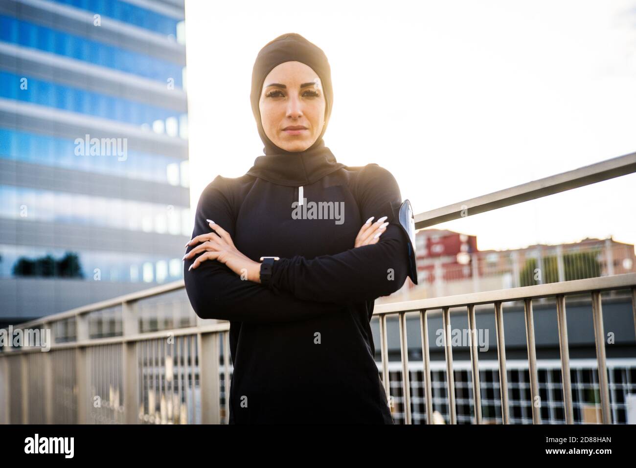 Muslim sportive girl with fit body training outside - Beautiful woman ...
