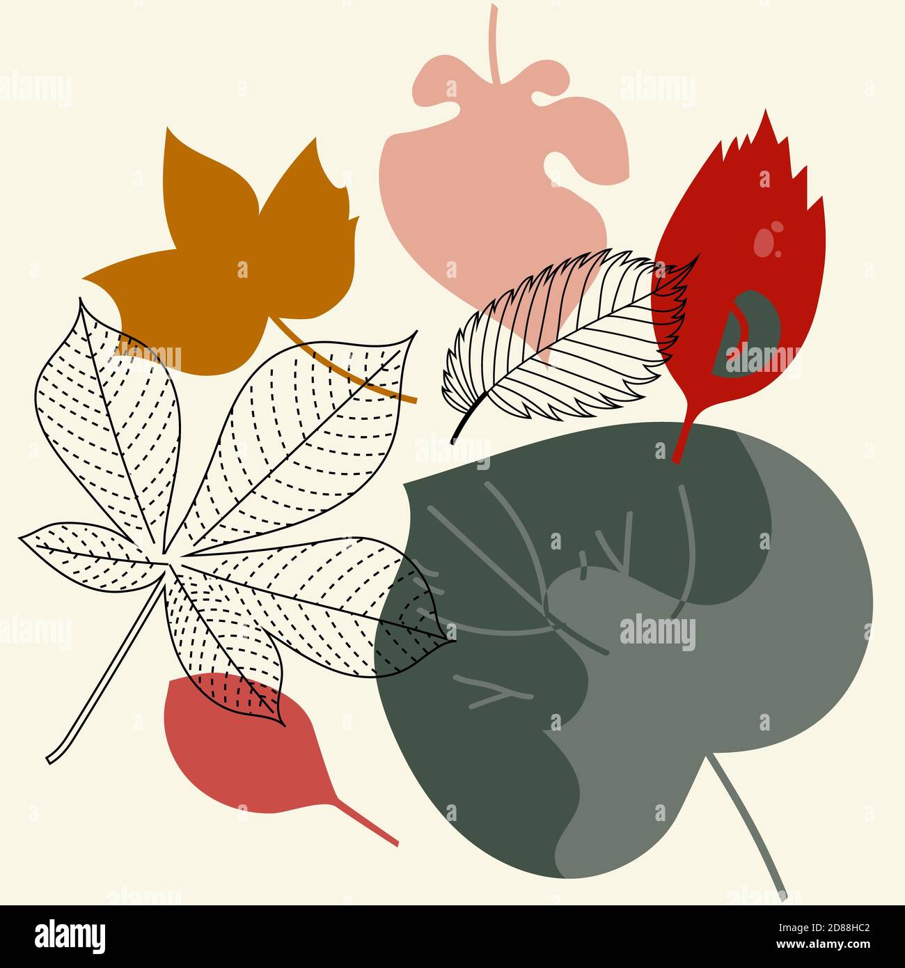 Composition of autumn leaves with fall colors in the style of a ...