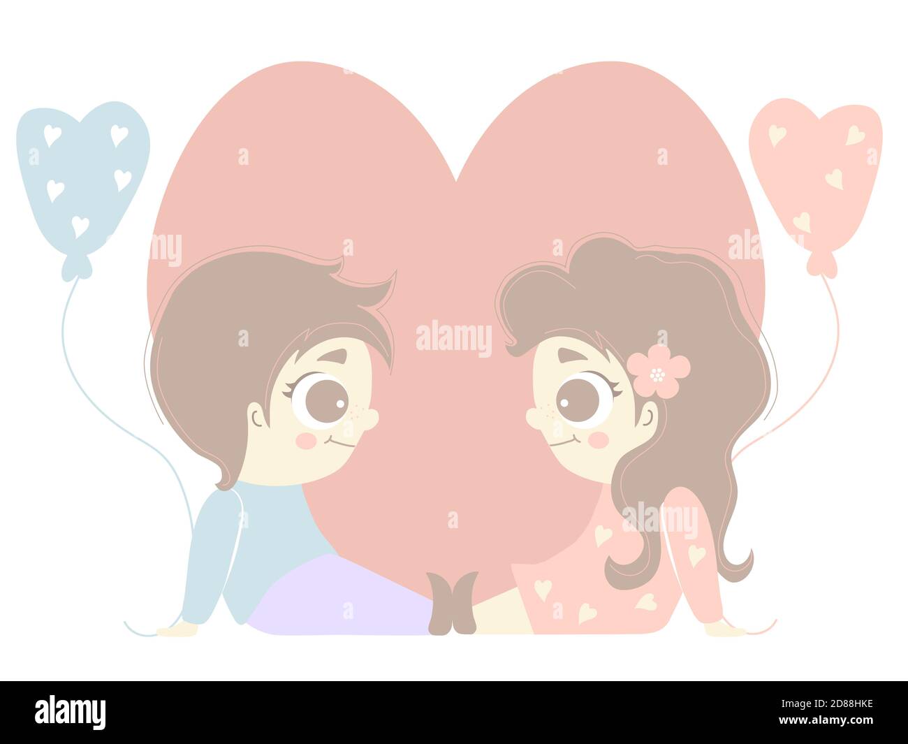 People in love. A couple - a cute girl and a boy are sitting opposite ...