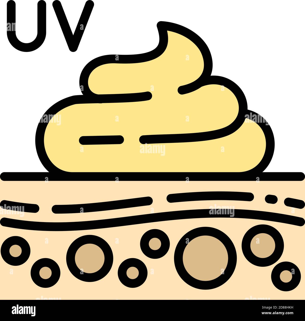 Uv cream on skin icon. Outline uv cream on skin vector icon for web ...