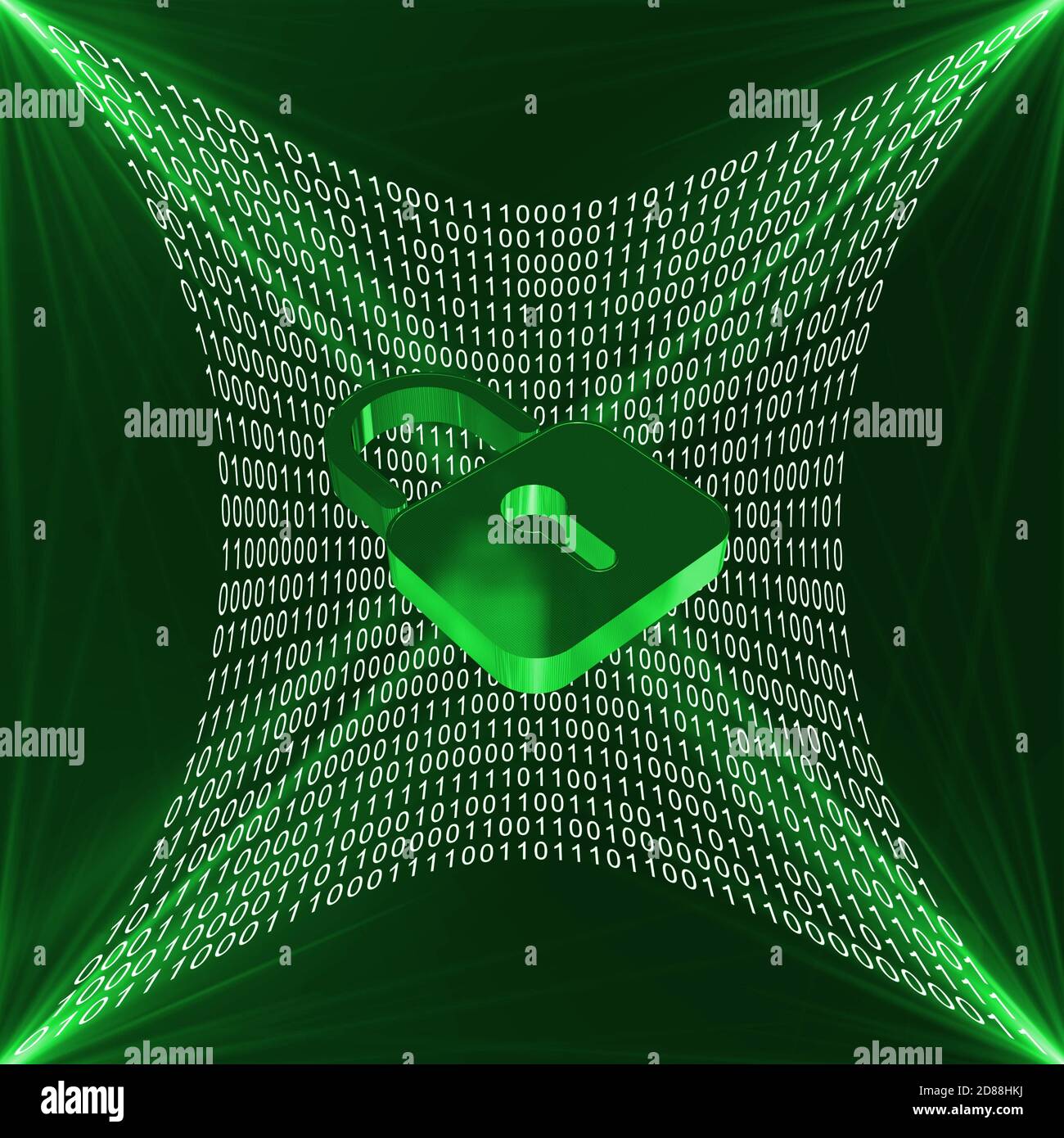 Binary code on green background with light effects - closed padlock ...