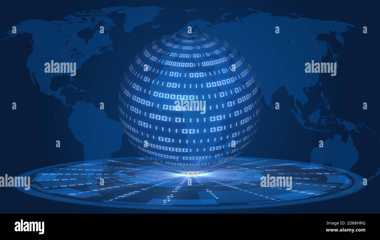 Abstract 3D data flow illustration - digital futuristic technology ...