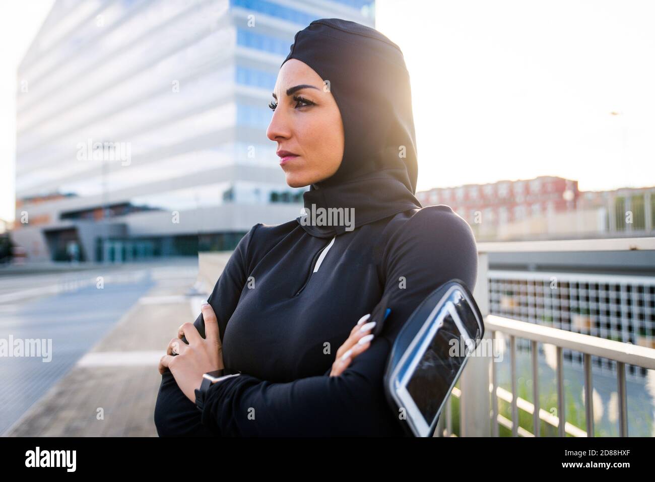 Muslim sportive girl with fit body training outside - Beautiful woman ...