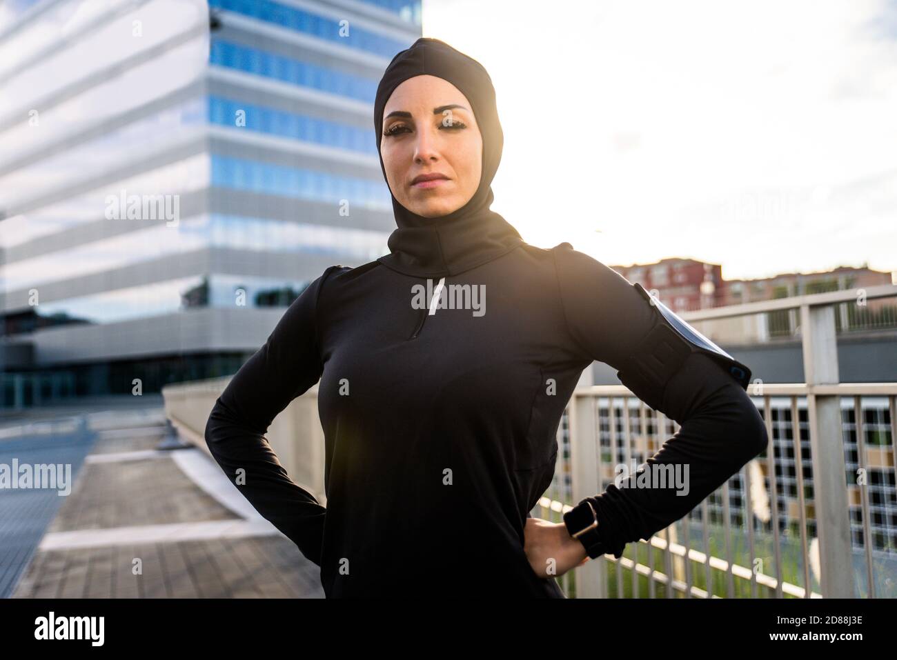 Muslim sportive girl with fit body training outside - Beautiful woman ...