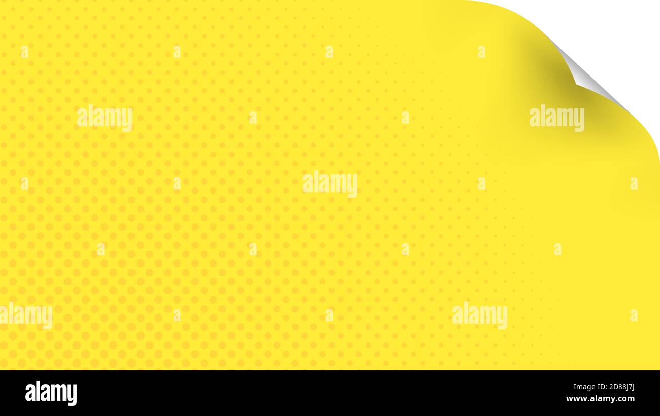 Yellow notebook paper sheet with dotted pattern and folded corner is on ...