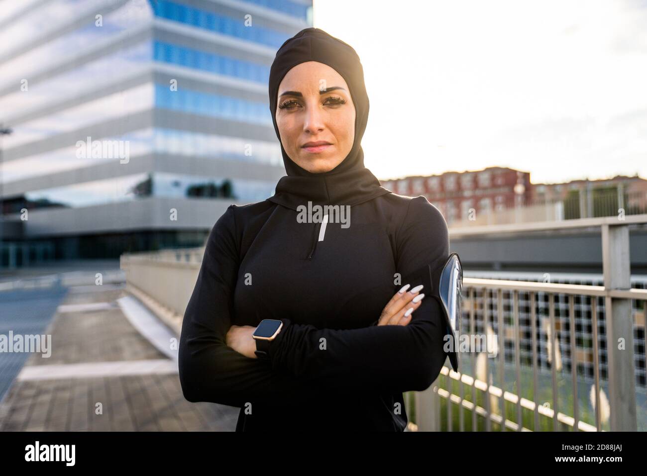 Muslim sportive girl with fit body training outside - Beautiful woman ...