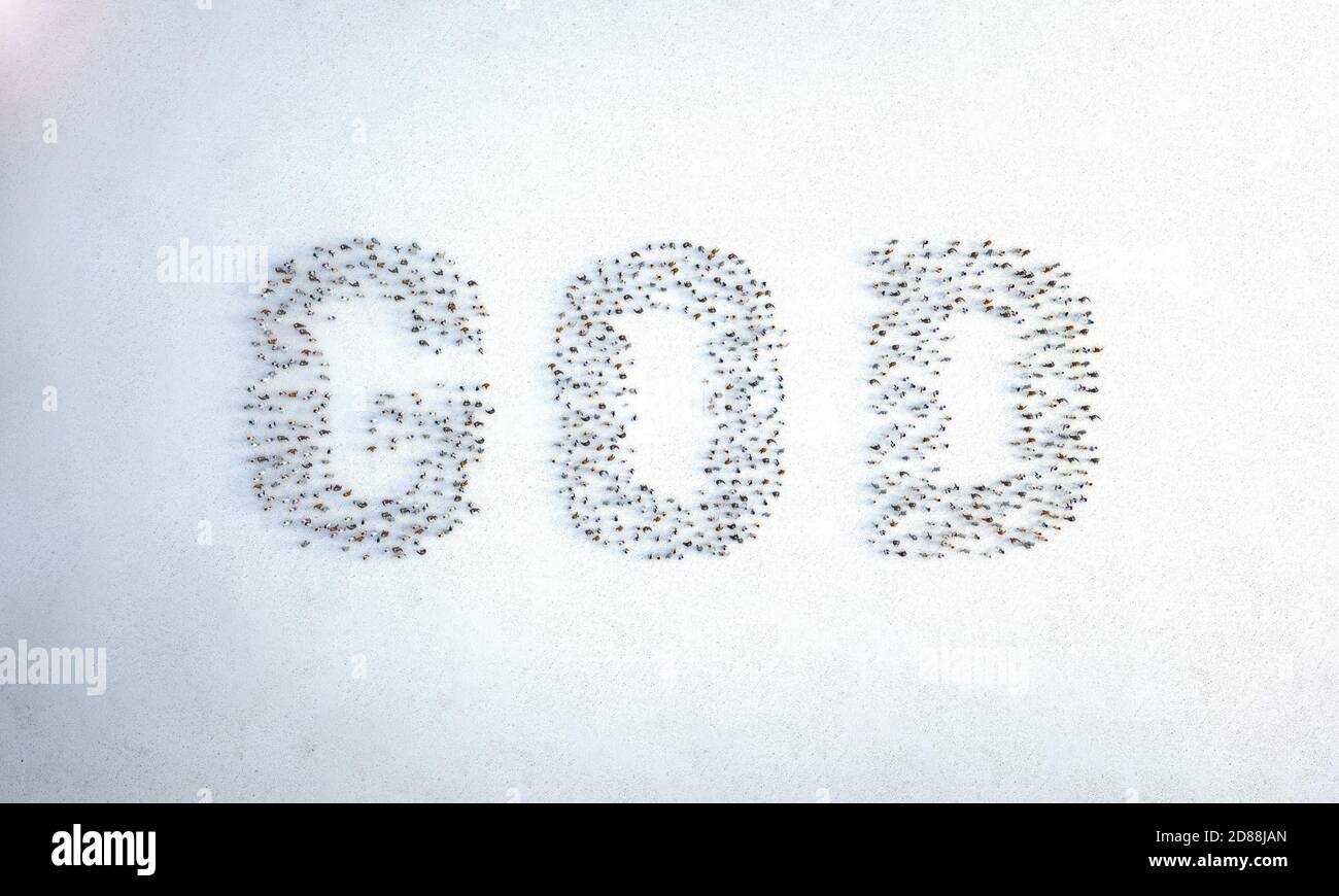 God word made by people. Crowd mob of people symbols word of God. Team ...