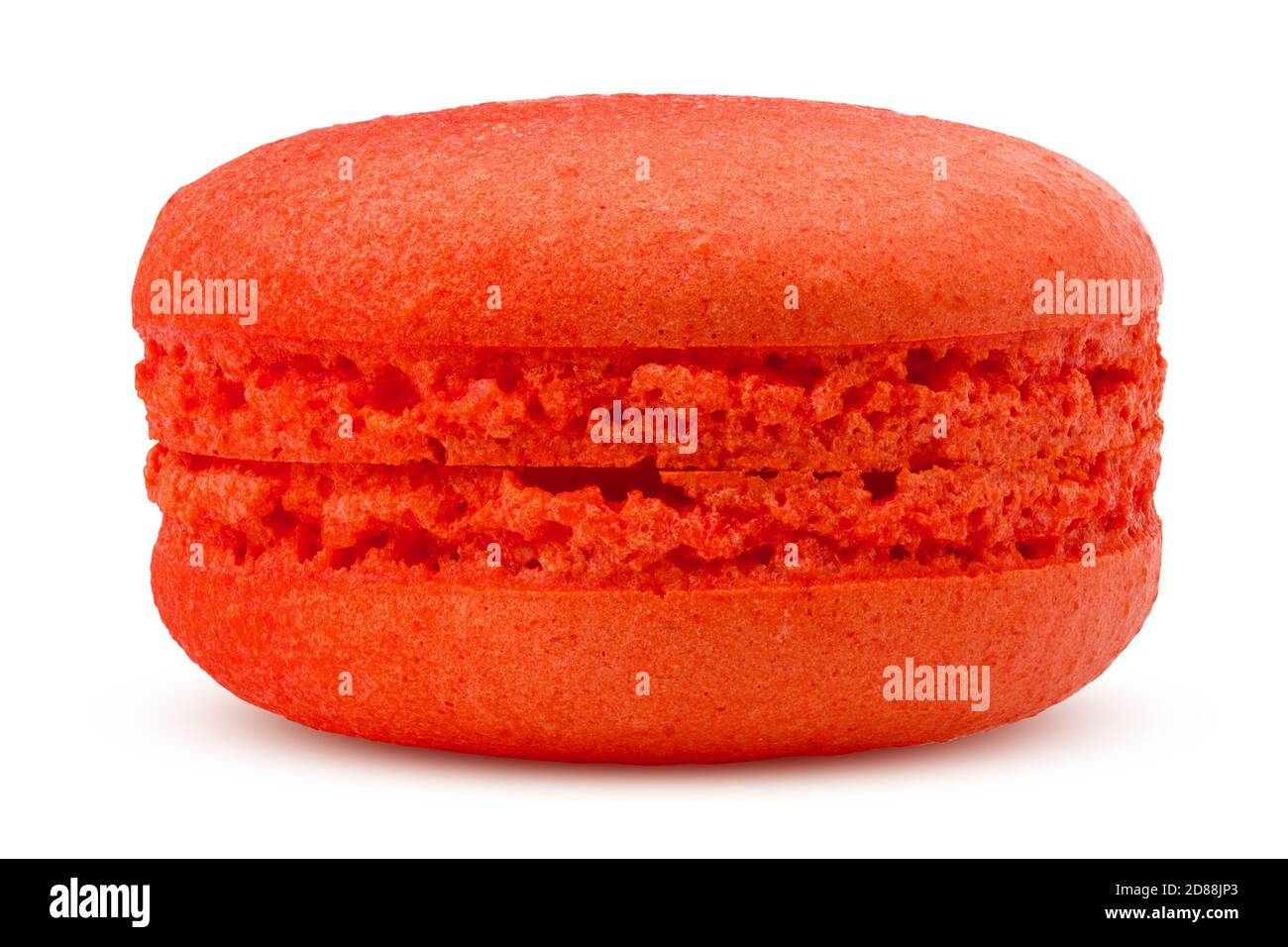 red macaroon isolated on white background, clipping path, full depth of ...