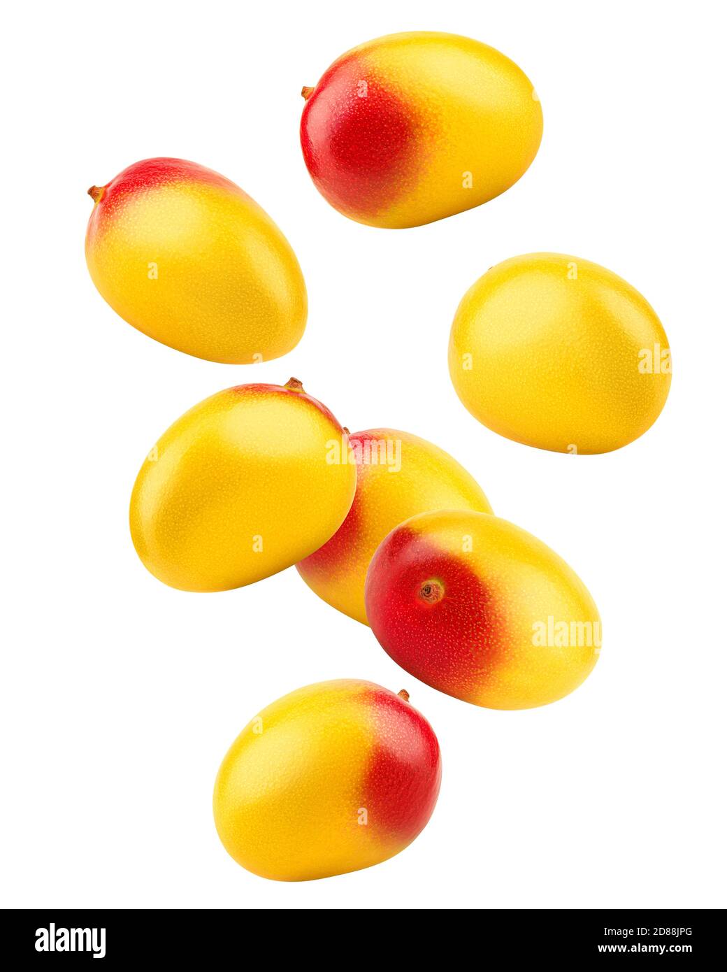 Falling mango isolated on white background, clipping path, full depth ...