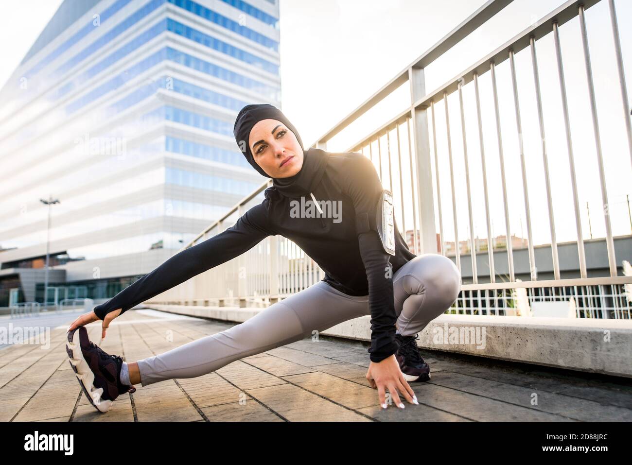 Muslim sportive girl with fit body training outside - Beautiful woman ...