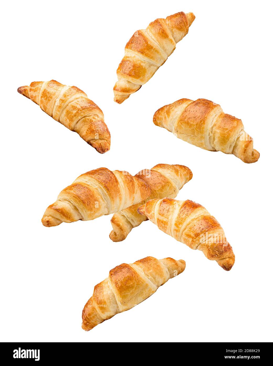 Falling croissant, isolated on white background, clipping path, full ...