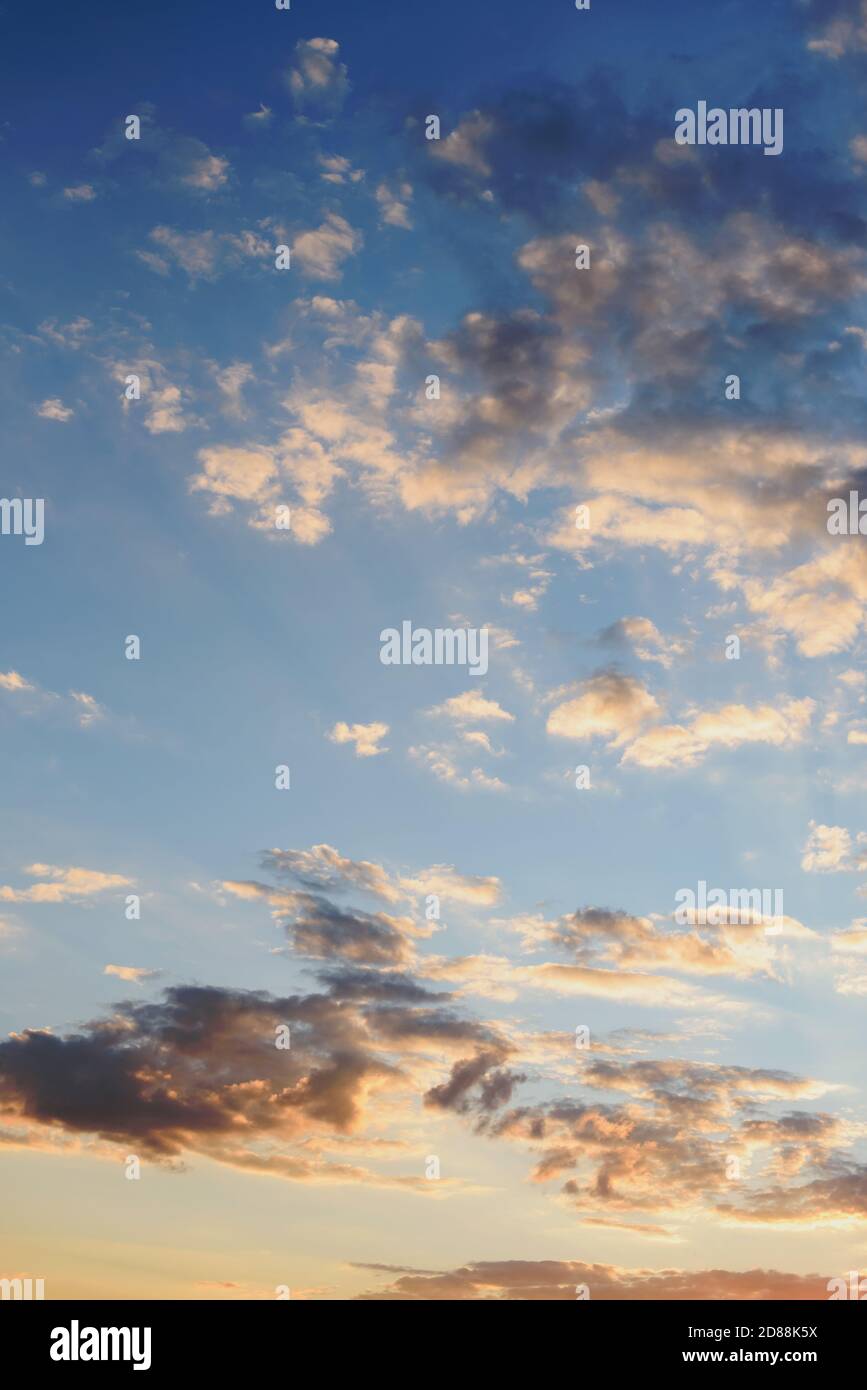 Beautiful sunset sky. Sky background. Gradient color. Dramatic blue and ...