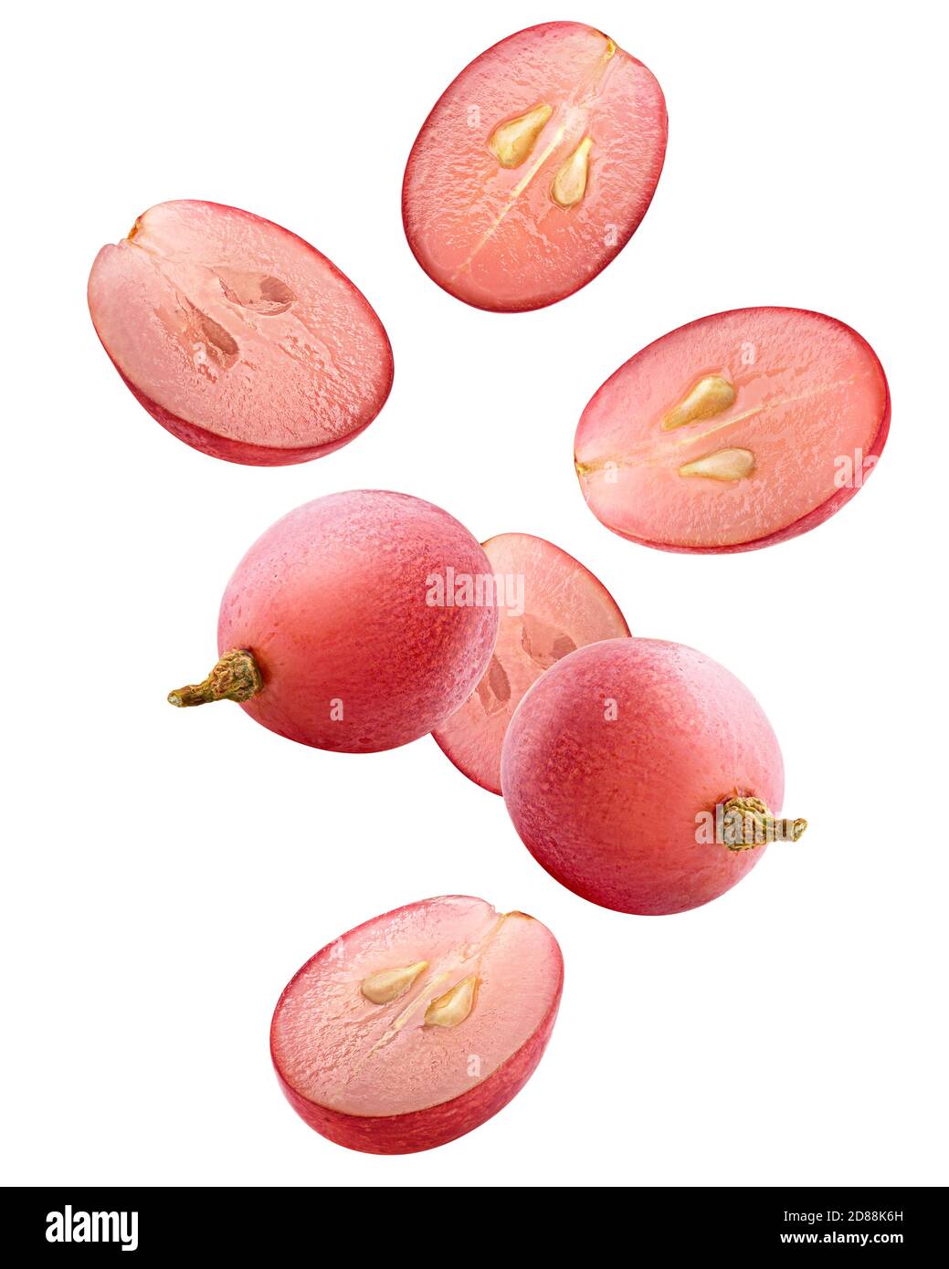 Falling red grape, isolated on white background, clipping path, full ...
