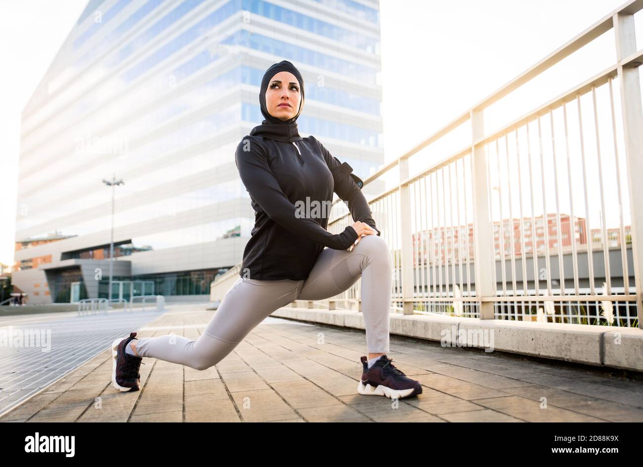 Muslim sportive girl with fit body training outside - Beautiful woman ...