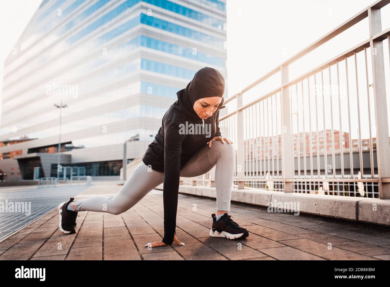 Muslim sportive girl with fit body training outside - Beautiful woman ...