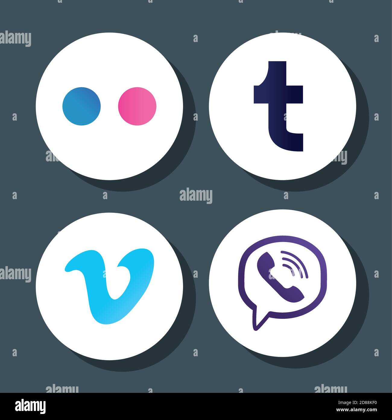 social media logos button round block set icons vector illustration ...