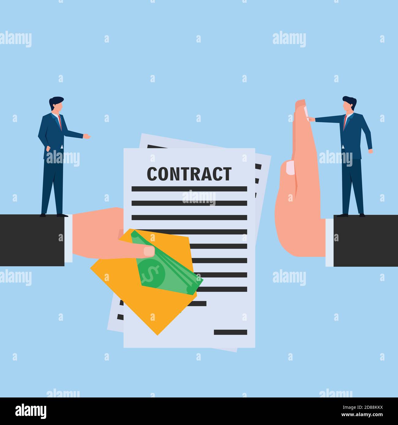 Man Refuse Money On Contract Metaphor Of Bribe And Corruption Business