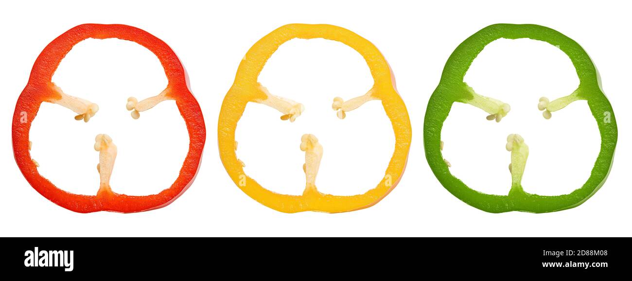 sweet pepper slice, paprika, isolated on white background, clipping ...