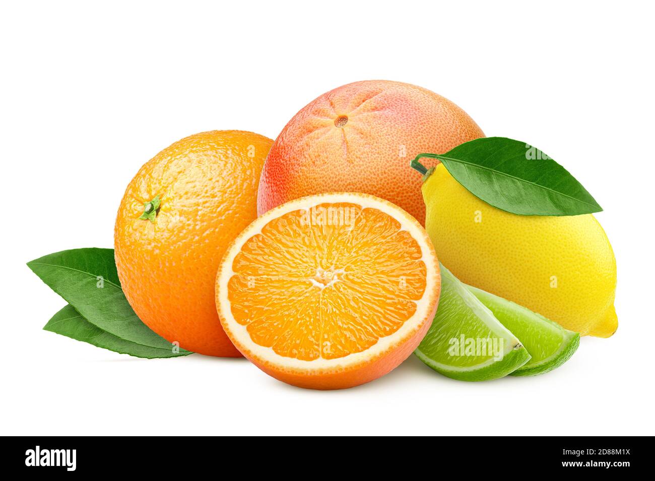 citrus, mix, lemon, orange, lime, grapefruit isolated on white ...