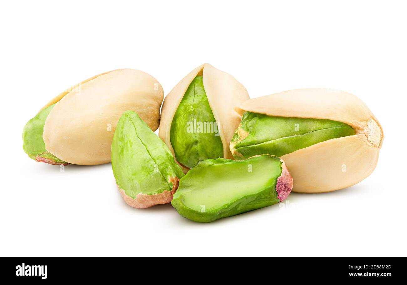pistachio peeled isolated on white background, clipping path, full ...