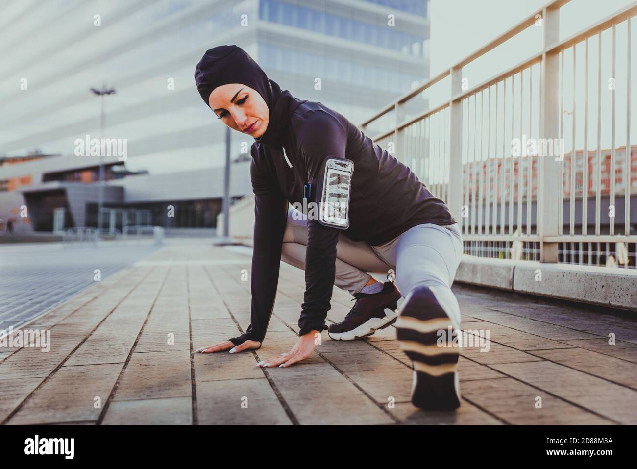 Muslim sportive girl with fit body training outside - Beautiful woman ...