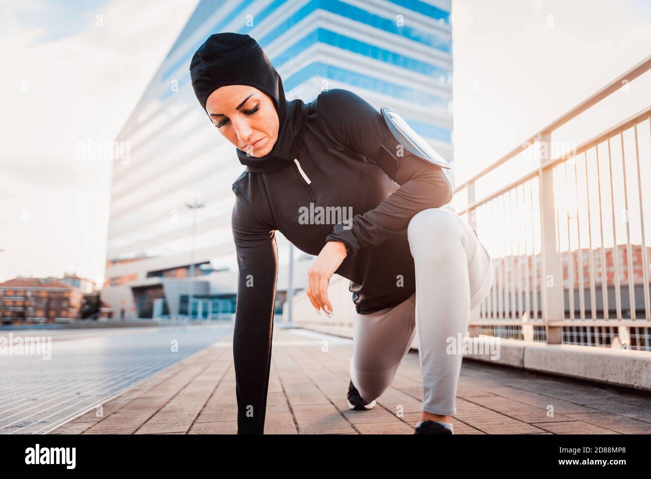 Muslim sportive girl with fit body training outside - Beautiful woman ...