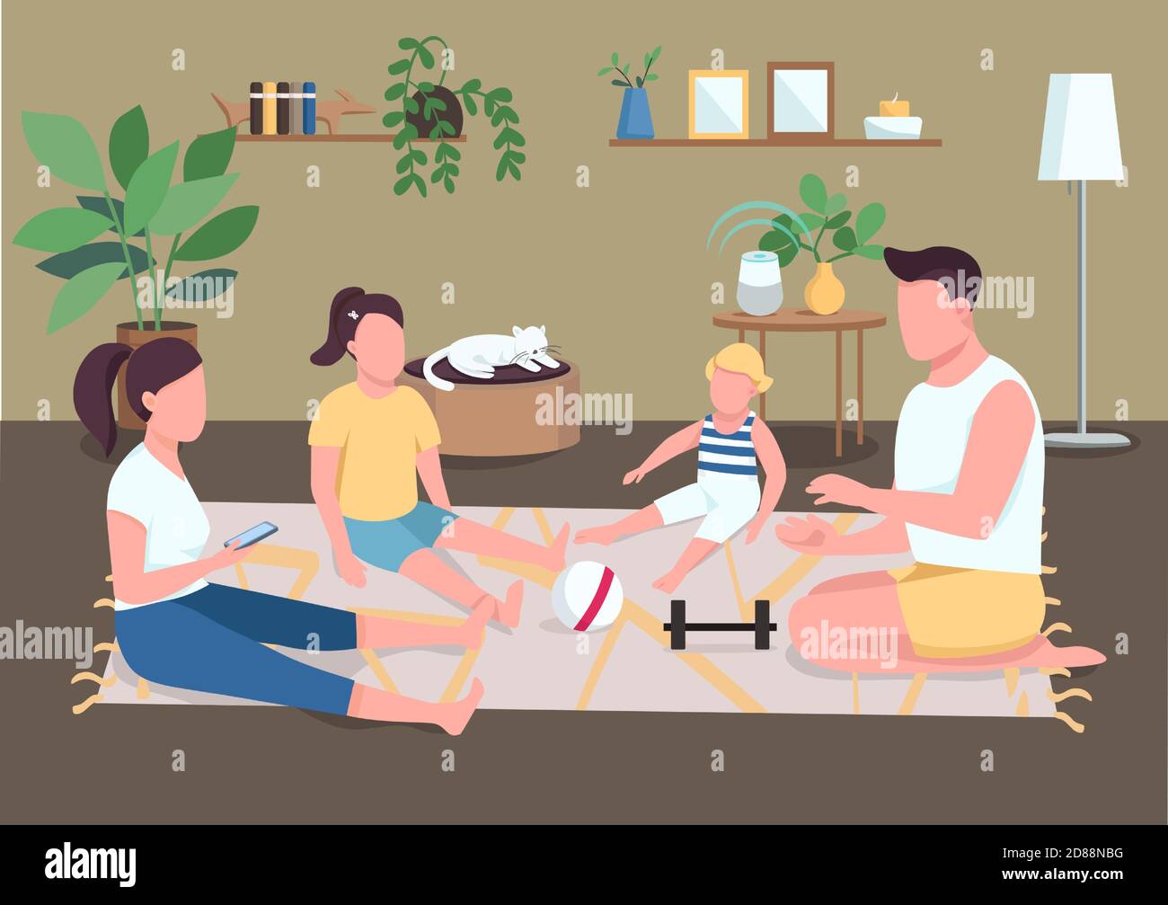 Family bonding flat color vector illustration Stock Vector Image & Art ...