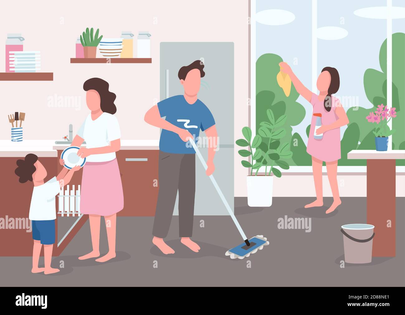 Spring cleaning flat color vector illustration Stock Vector Image & Art ...