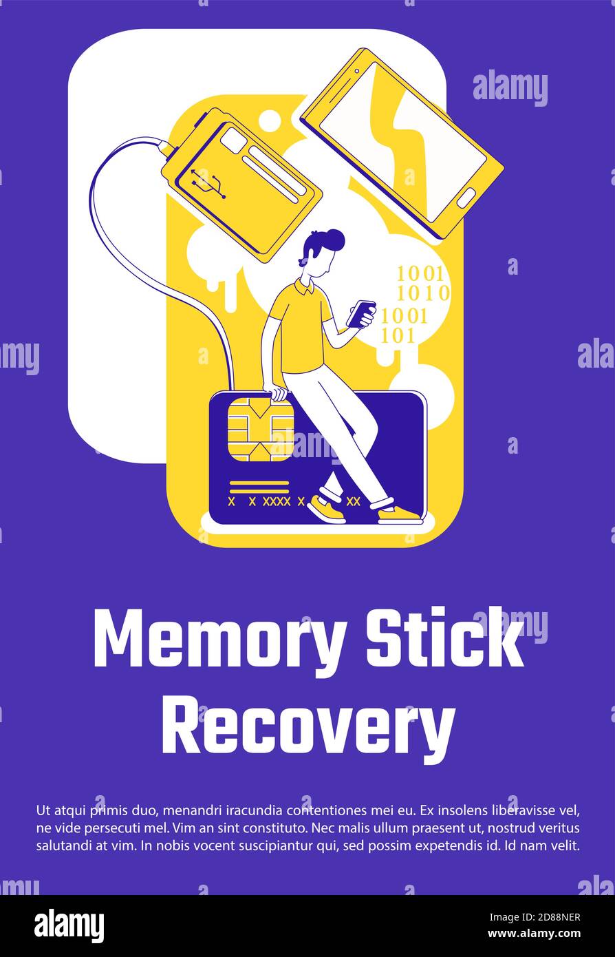 Memory stick recovery poster flat silhouette vector template Stock ...
