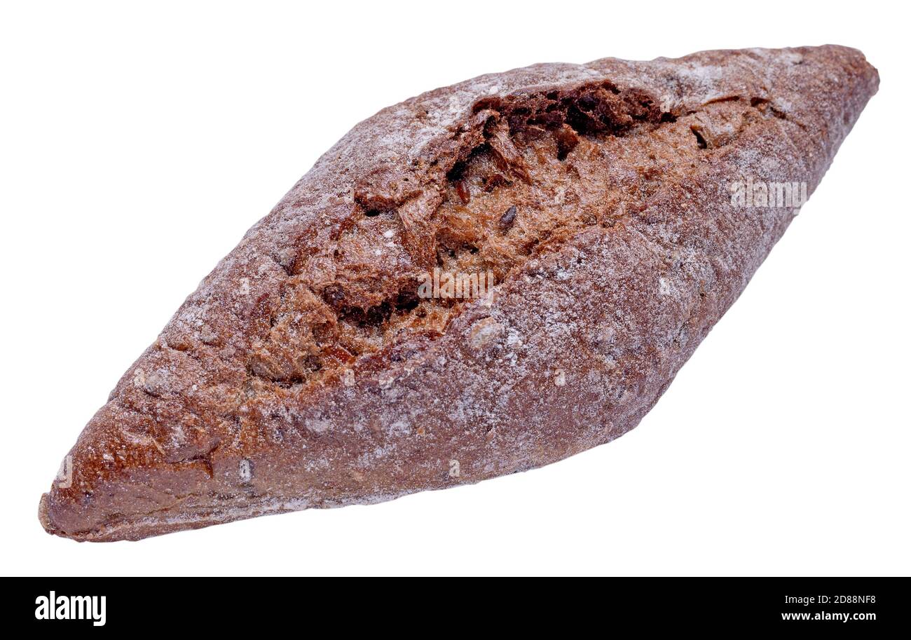 Multigrain dark bun in a rhombus form isolated on a white background ...