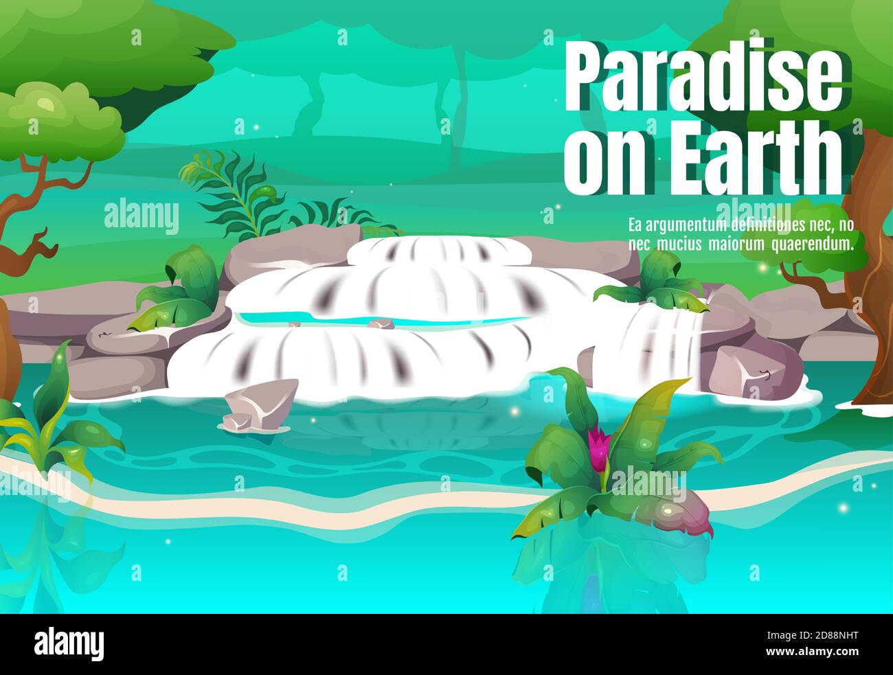 Paradise on Earth poster flat vector template Stock Vector Image & Art ...