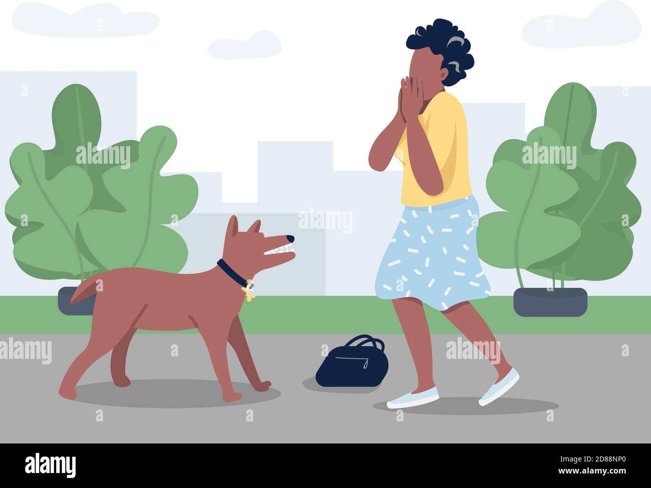 Dog attack flat color vector illustration Stock Vector Image & Art - Alamy