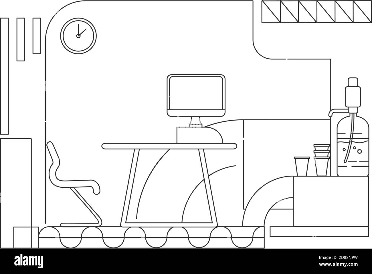 Corporate employee comfortable workplace outline vector illustration ...