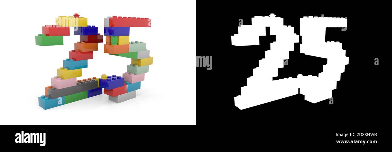 Colorful toy plastic number twenty-five (number 25) from building ...