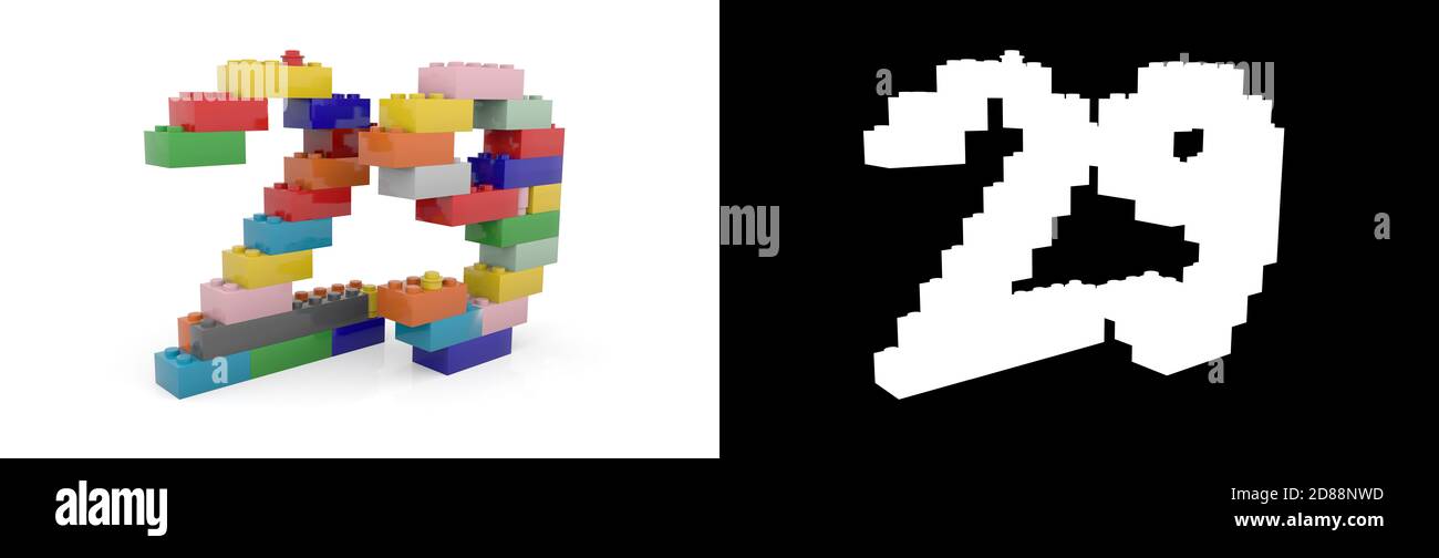 Colorful toy plastic number twenty-nine (number 29) from building ...