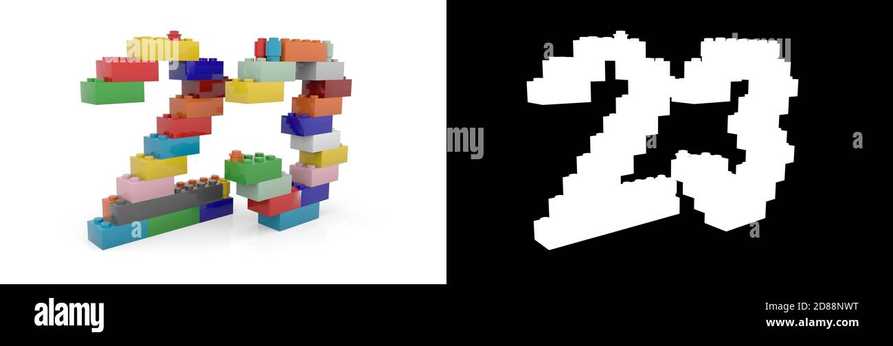 Colorful toy plastic number twenty-three (number 23) from building ...